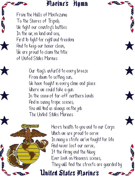 Marine's Hymn PDF – Military XStitch Com