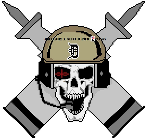 Armor Regiment, 1-64th Insignia Skull PDF – Military XStitch Com