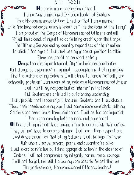Army NCO Creed – Military XStitch Com