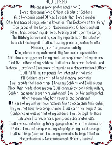 Army NCO Creed PDF – Military XStitch Com