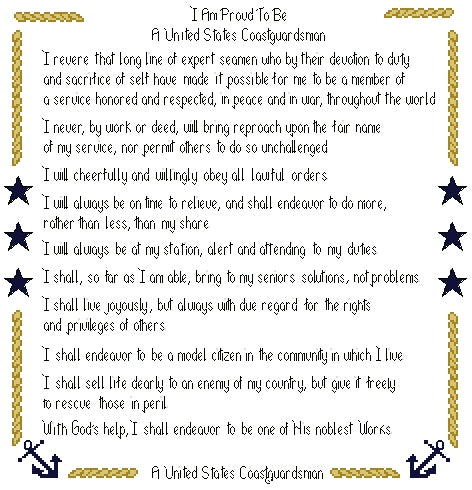 Coast Guard Creed – Military XStitch Com