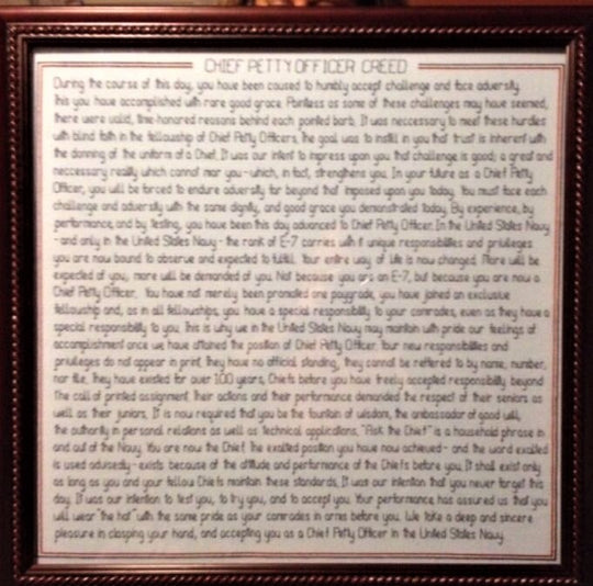 Chief Petty Officer (CPO) Creed – Military XStitch Com