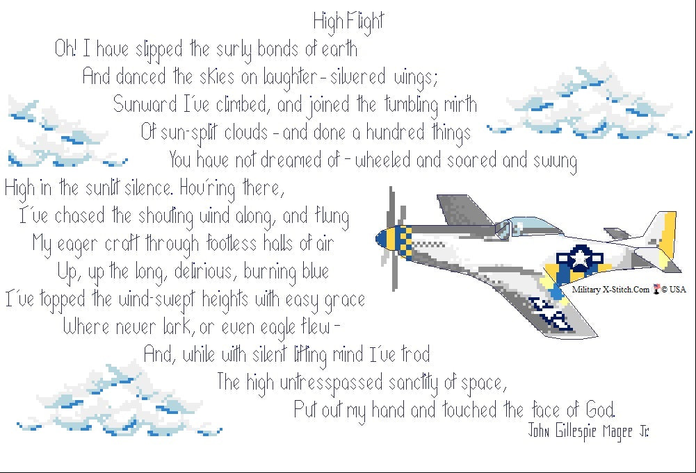High Flight Poem with P-51 PDF – Military XStitch Com