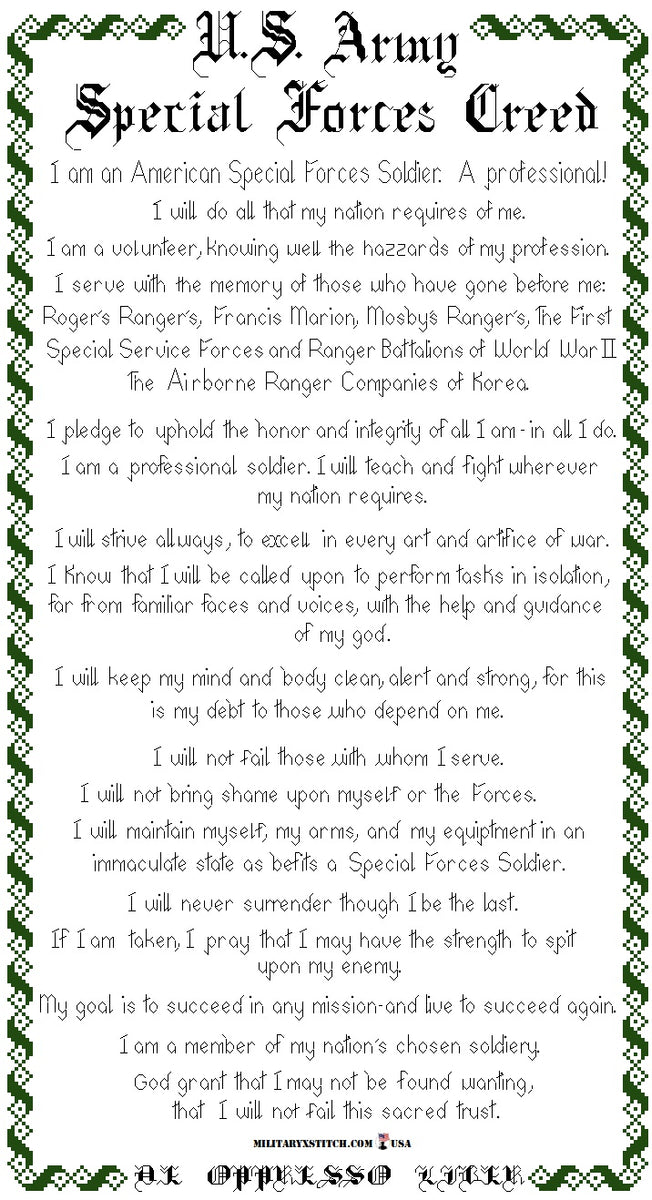 Special Forces Creed – Military XStitch Com