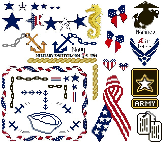 Patriotic Borders – Military XStitch Com