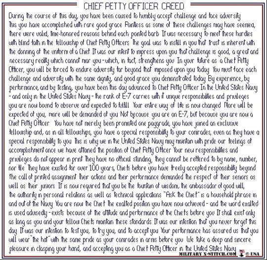 Chief Petty Officer (CPO) Creed – Military XStitch Com