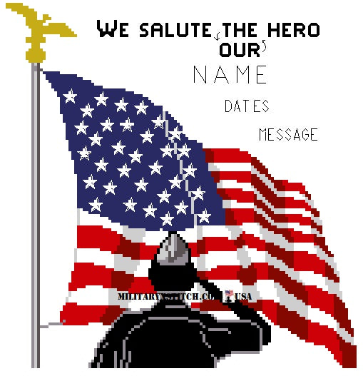 Salute Hero with US Flag – Military XStitch Com